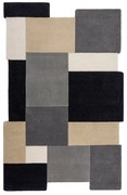 Černo-šedý ručně tkaný vlněný koberec 120x180 cm Collage Monochrome – Flair Rugs