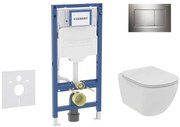 Geberit Duofix - Set předstěnové instalace, klozetu Tesi a sedátka softclose, tlačítko Sigma20, lesklý chrom/matný chrom SANI11CD1113