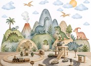 Hory kopce dinosauři samolepky na zeď dětské arch 75 x 37 cm