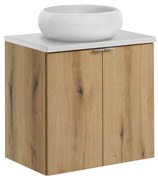 Závěsná skříňka Nova Oak Wiki II s deskou a umyvadlem 60 cm dub evoke/bílá