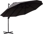 Sluneční deštník Outsunny XXL Dvoupodlažní Oválný 445x270cm S Bočním Stojanem a Kličkou do Zahrady | Aosom