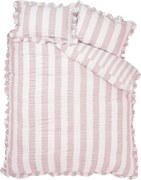 Růžové 3dílné povlečení na dvoulůžko 200x200 cm Seersucker Frill Stripe – Catherine Lansfield