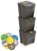 PROSPERPLAST Sada odpadkových košů SORTIBOX, 3x25l