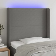 Čelo postele s LED černé 103 x 16 x 118/128 cm textil