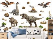 Realističtí dinosauři textilní přelepitelné samolepky na zeď arch 46 x 35 cm