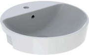 Geberit VariForm - Umyvadlo polozápustné, průměr 50 cm, s přepadem, otvor pro baterii, bílá 500.782.01.2
