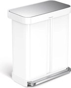 Bílý ocelový odpadkový koš 34+24 l na tříděný odpad/nášlapný Dual – simplehuman