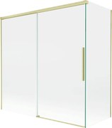Mexen Rox, 2-křídlová posuvná vanová zástěna 160 + 70 x 150 cm, 8mm čiré sklo, zlatý matný profil, 8C9-160-070-55-00