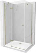 Mexen Roma sprchový kout 70 x 90 cm, 6mm sklo, zlatý profil-čiré sklo + slim sprchová vanička 5cm, 854-070-090-50-00-4010