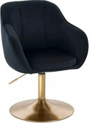 LuxuryForm DESIGN Otočná židle AVOLA VELUR na zlatém talíři - černá