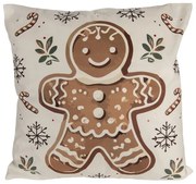 Béžový povlak na polštář s perníčkem Gingerbread Magic - 45*45 cm