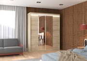 ADRK Furniture Posuvná skříň se zrcadlem a LED osvětlením DALLAS 180