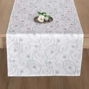 Ubrus Veba GARBO tisk Vánoční spirála bílo-stříbrná s nešpinivou úpravou Velikost: 40x120 cm