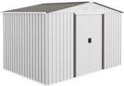 Zahradní domek Outsunny 5 m² se základem, 4 větracími otvory a 2 posuvnými dveřmi, ocelový skladovací domek, 277x195x192 cm, Stříbrný | Aosom