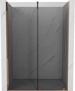 Mexen Velar, posuvné sprchové dveře do otvoru 130 cm, 8mm šedé sklo, růžové zlato, 871-130-000-41-60