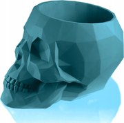 Květináč Skull Low-Poly Dark Turquoise Poli 11 cm
