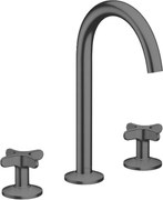 Axor One - Umyvadlová baterie s výpustí Push-Open, 3-otvorová instalace, EcoSmart, kartáčovaný černý chrom 48040340