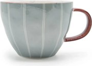 Porcelánový hrnek Line, 300 ml – šedý strukturovaný design s květinovým motivem