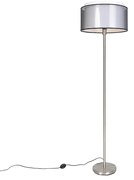 Designová stojací lampa ocelová s černobílým stínítkem 47 cm - Simplo