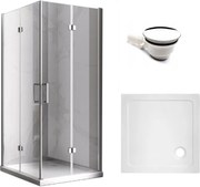 BPS-koupelny Čtvercový sprchový kout HYD-SK08C 90x90 chrom/transparent + vanička HYD-SSV-ST02B bílá