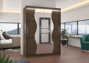 ADRK Furniture Posuvná skříň se zrcadlem a LED osvětlením RENZO 150 SW-REN-CH-150+L-V201