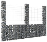 Gabionový koš ve tvaru U se 3 sloupky železo 260 x 20 x 200 cm 151290