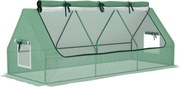 Skleník Outsunny se samostatnými okny, PE síťová fólie, UV odolný fóliový skleník z oceli, skleník na balkon a zahradu 240x90x90cm, skleník na rajčata