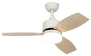 Venkovní stropní ventilátor bílý se vzhledem dřeva 91,3 cm vč. stmívatelné LED s dálkovým ovládáním IP44 - Toledo