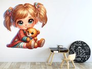 Holčička s medvídkem samolepka na zeď arch 71 x 75 cm