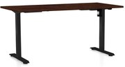 Výškově nastavitelný stůl OfficeTech A, 160 x 80 cm, černá podnož, wenge