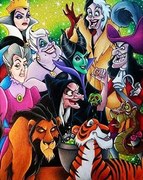 Diamantové malování - motivy z Disneyho pohádek (padouchové) - kulaté diamanty I Barva: B, Velikost: 30x40 cm