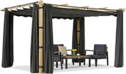 Barbadoská terasová pergola 3x4 m s dřevo-antracitovými závěsy Garden Point