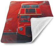 Sablio Deka pro miminko Červený patrový autobus Vlajka - 80x100 cm