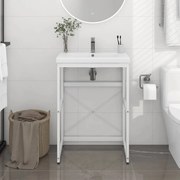 Koupelnový regál pod umyvadlo bílý 59 x 38 x 83 cm železo 338497