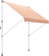 Outsunny Výsuvná Ruční Markýza 3x1,5 m Na Terasu, Rolovací Markýza S Nastavitelnou Výškou A S Kličkou 170-280 cm Bez Vrtání Na Balkon Zahradu Oranžová