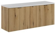 Závěsná skříňka pod umyvadlo Nova Oak s deskou 140 cm dub evoke/bílá