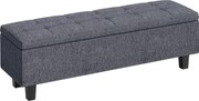 HOMCOM Úložná lavice, polstrovaná lavice s vzhledem lnu, dřevěné nohy, moderní lavice na konci postele pro chodbu, ložnici, obývací pokoj, 138 x 40 x