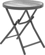 Outsunny Kulatý Bistro Zahradní Kávový Stolek Ø 60 x 50H cm Skládací Černý Kovový Skleněný Horní Plocha | Aosom