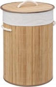Koš na prádlo Bamboo, kulatý s víkem, 48L