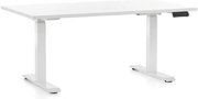 Výškově nastavitelný stůl OfficeTech D, 140 x 80 cm, bílá podnož, bílá