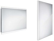 Nimco - Koupelnové podsvícené LED zrcadlo 100x70 cm, hranaté, aluminium ZP 12004
