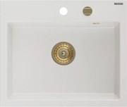 Mexen Oscar, 1-komorový granitový dřez 580x490x205 mm, bílá, 6519581000-20-G
