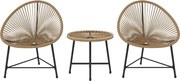 Outsunny Sada zahradního nábytku z poly rattan, venkovní lounge nábytek na balkon pro 2 osoby, 3-dílná sedací souprava se 2 židlemi a stolem, odolný z