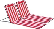 Sada 2 lehátek Outsunny s nastavitelným opěradlem v 5 polohách, podhlavník a cestovní taška, skládací plážová lehátka z oceli a PE, 124x53x35-45 cm, Č