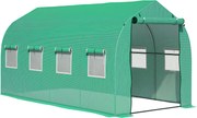 Outsunny Zahradní skleník 4x2x2 m Tunelový skleník se 8 síťovými okny a dveřmi pro zahradu | Aosom