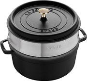 Staub Litinový hrnec s poklicí Cocotte s napařovací vložkou, černý, 24 cm / 3,8 l 13242423