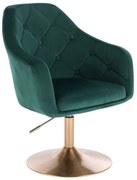 LuxuryForm DESIGN Otočné křeslo ANDORA VELUR na zlatém talíři - zelené