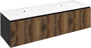 Sapho Lorea - Umyvadlová skříňka 160x46x52 cm, 2x zásuvka, dub collingwood/matná černá LE080-1935-03