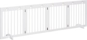 Skládací 4-panelová bariéra pro psy PawHut 204x61 cm - Bezpečnostní bariéra pro psy s dřevěnou konstrukcí a podpěrnými nohami do chodby a na schody Bí