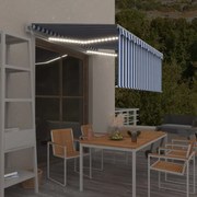Automatická markýza roleta LED a senzor větru 3x2,5 m modrobílá 3069271